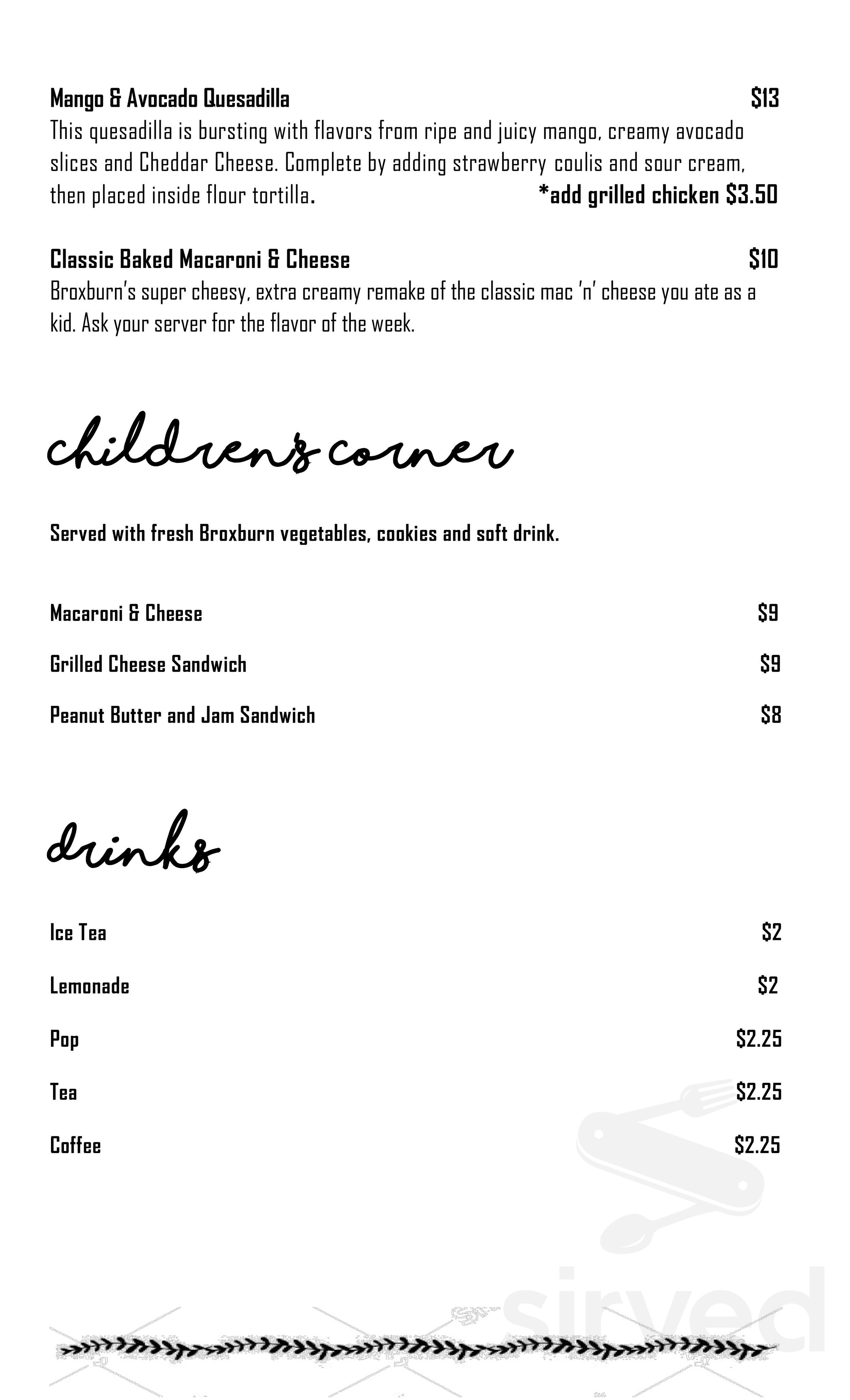 Broxburn Vegetables & Cafe menu in 5 90008 Rng Rd 210, Alberta, Canada
