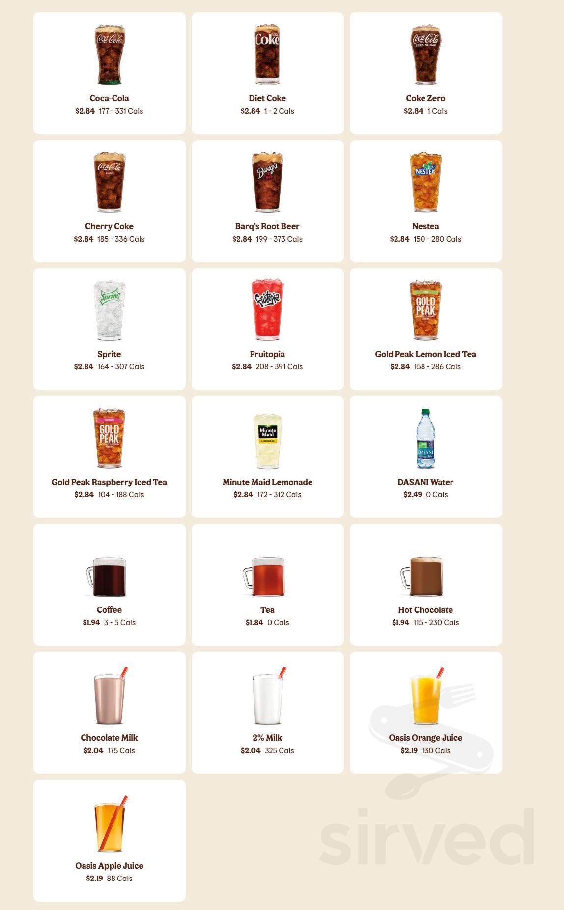 Burger King menu in Redcliff, Alberta, Canada