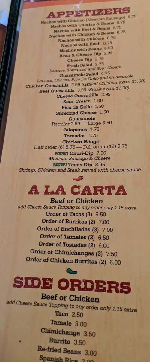 El Lorito Mexican Restaurant menu in Bessemer City, North Carolina, USA