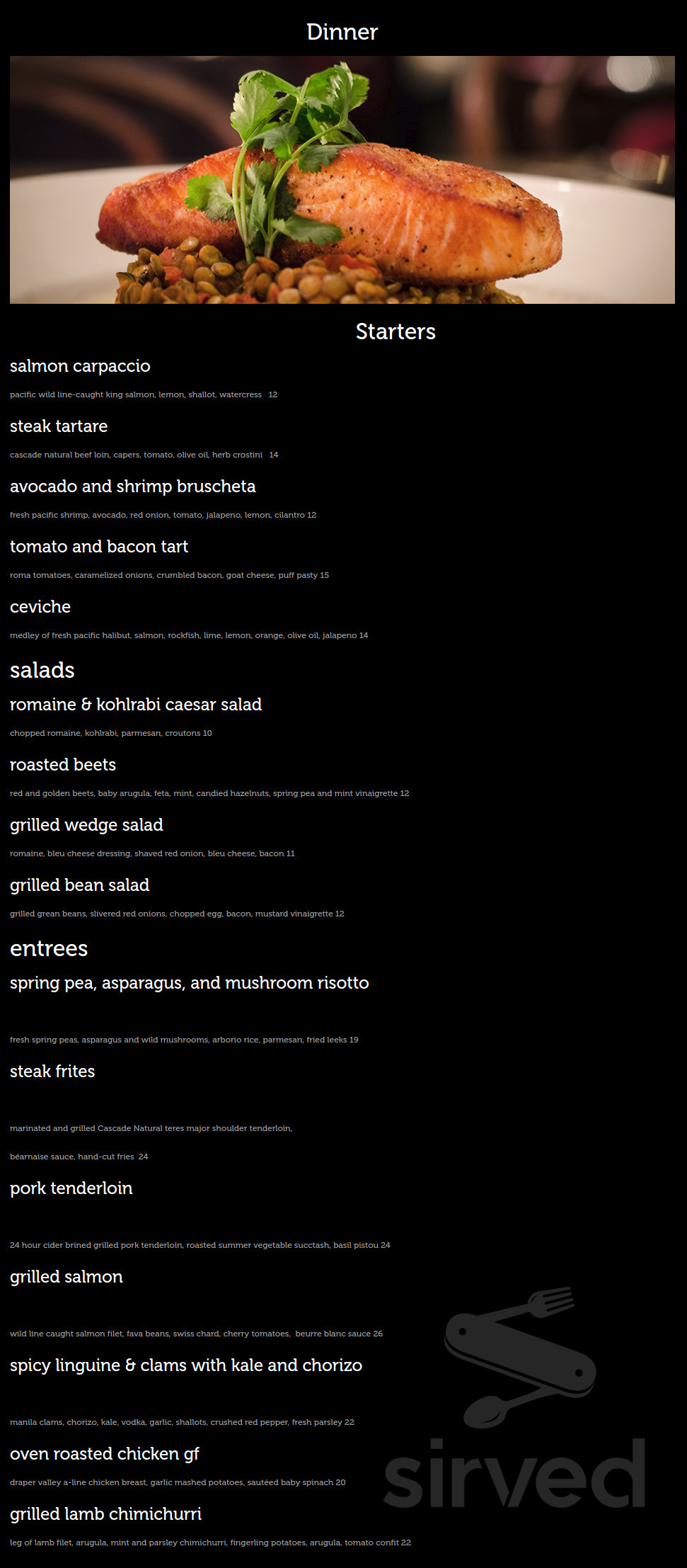 Cafe Nell menu in Portland, Oregon, USA