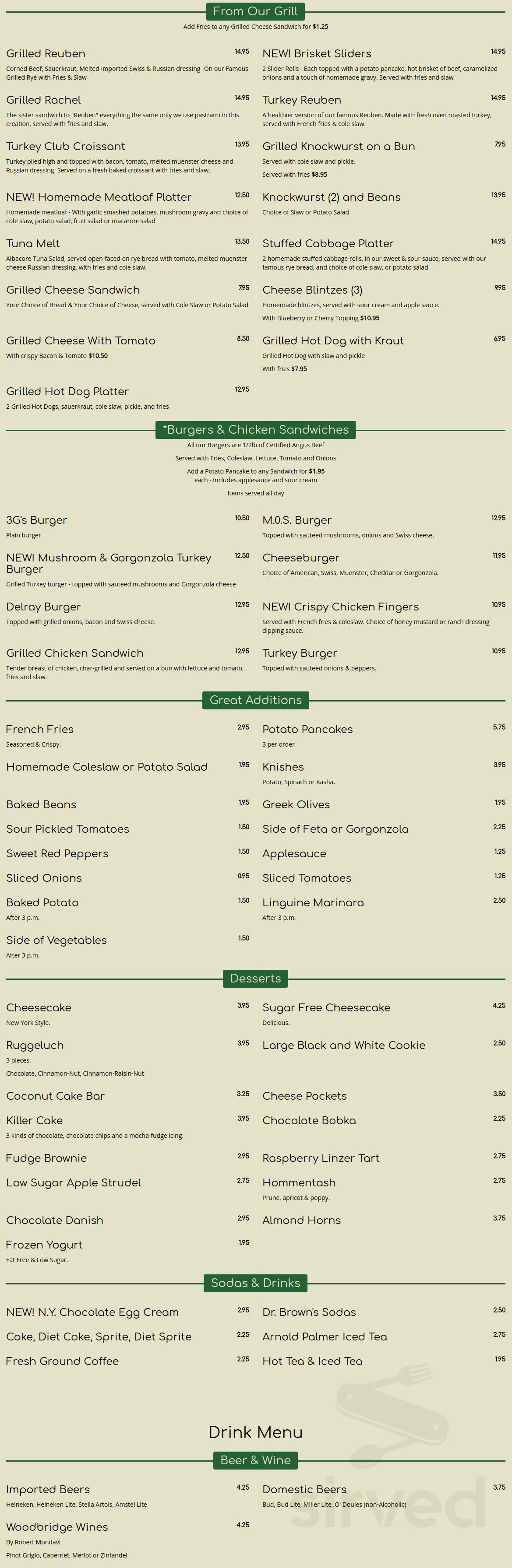3 G's Gourmet Deli & Restaurant menu in Delray Beach, Florida, USA