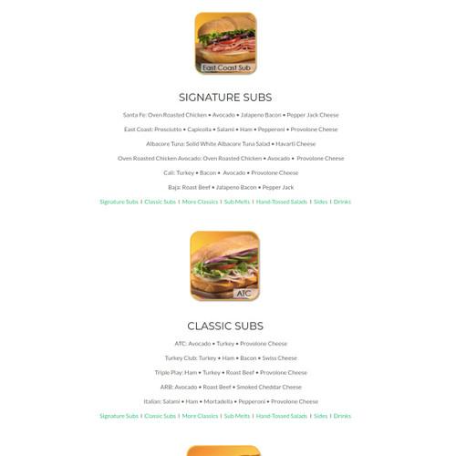 Submarina menu in Murrieta, California, USA