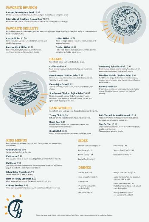 DayBreak menu in Tulsa, Oklahoma, USA