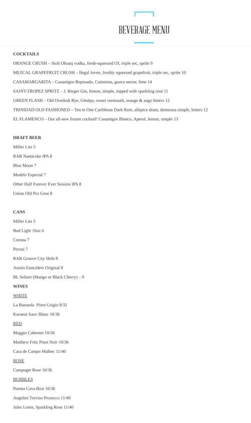 801 Restaurant & Bar menu in 801 Florida Ave NW, Washington, DC 20001