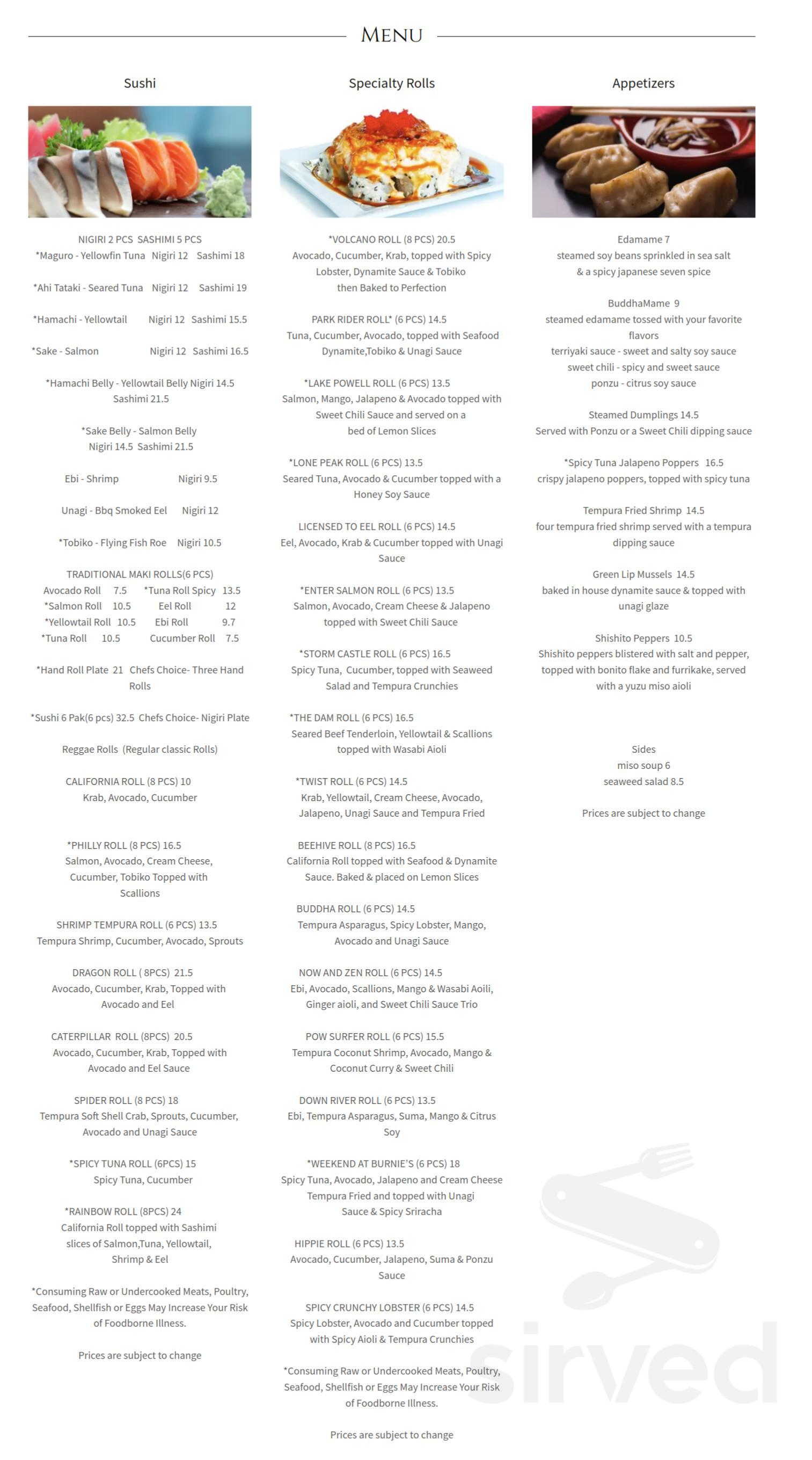 Blue Buddha Sushi Lounge menu in Big Sky, Montana, USA