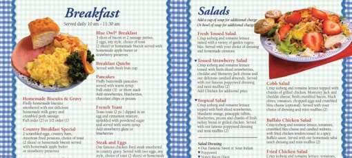 Menu For The Blue Owl Restaurant Bakery In Kimmswick Mo Sirved