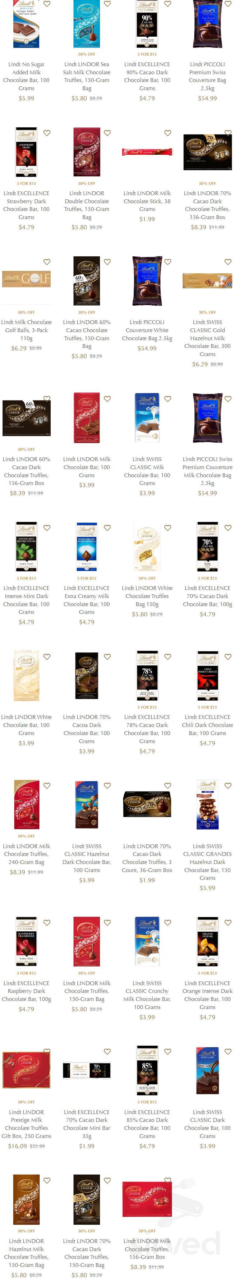 Lindt Chocolate Shop - Kanata menus in Ottawa, Ontario, Canada