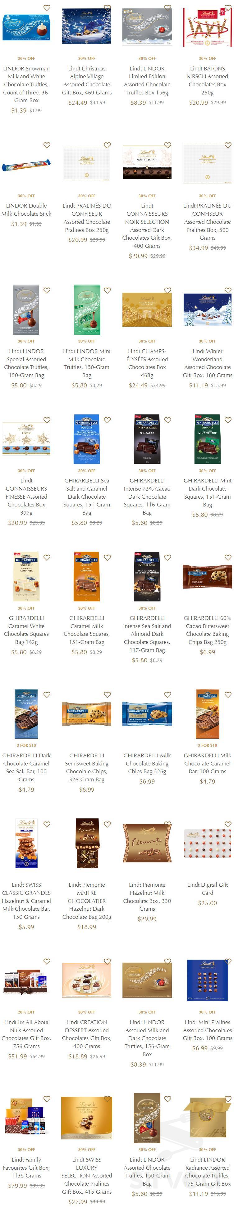 Lindt Chocolate Shop - Kanata menus in Ottawa, Ontario, Canada
