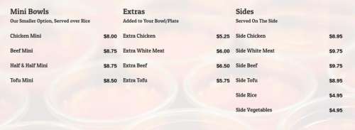 The Flame Broiler menu in Los Angeles, California, USA