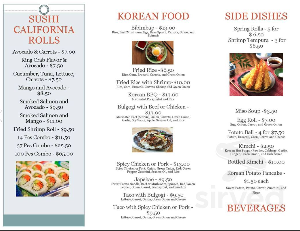 Smile Sushi menus in Amherst, Nova Scotia, Canada