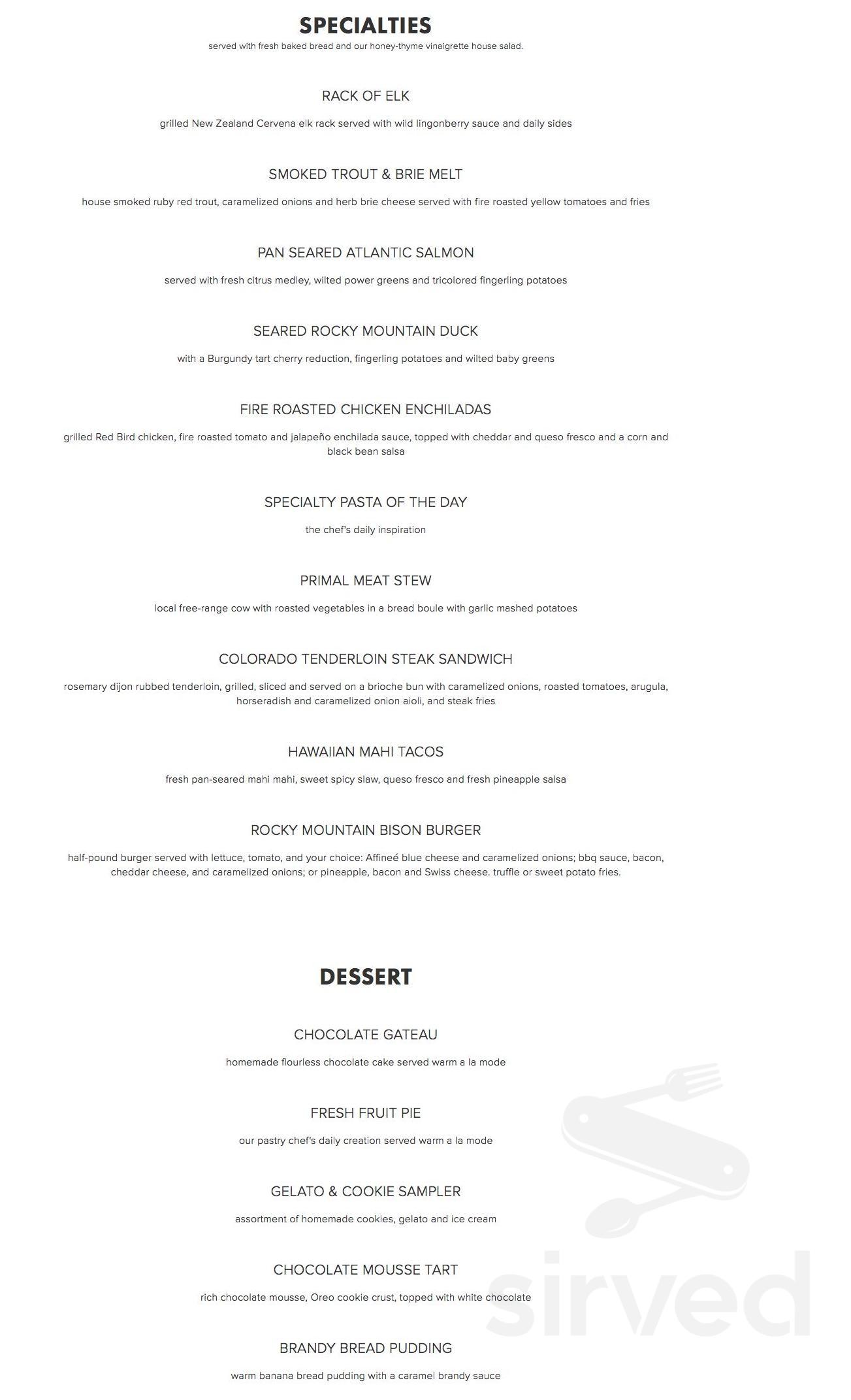 High Alpine Restaurant menus in Snowmass Village, Colorado, United States
