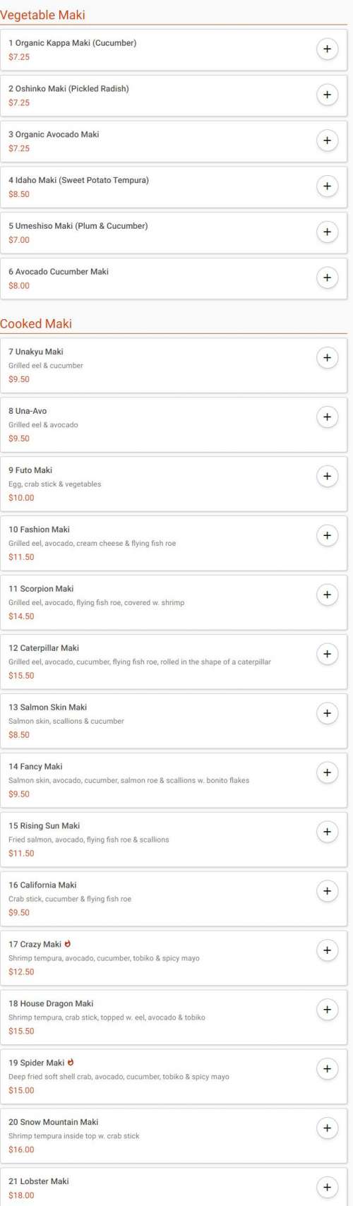 Gourmet Garden menu in Hingham, Massachusetts, USA