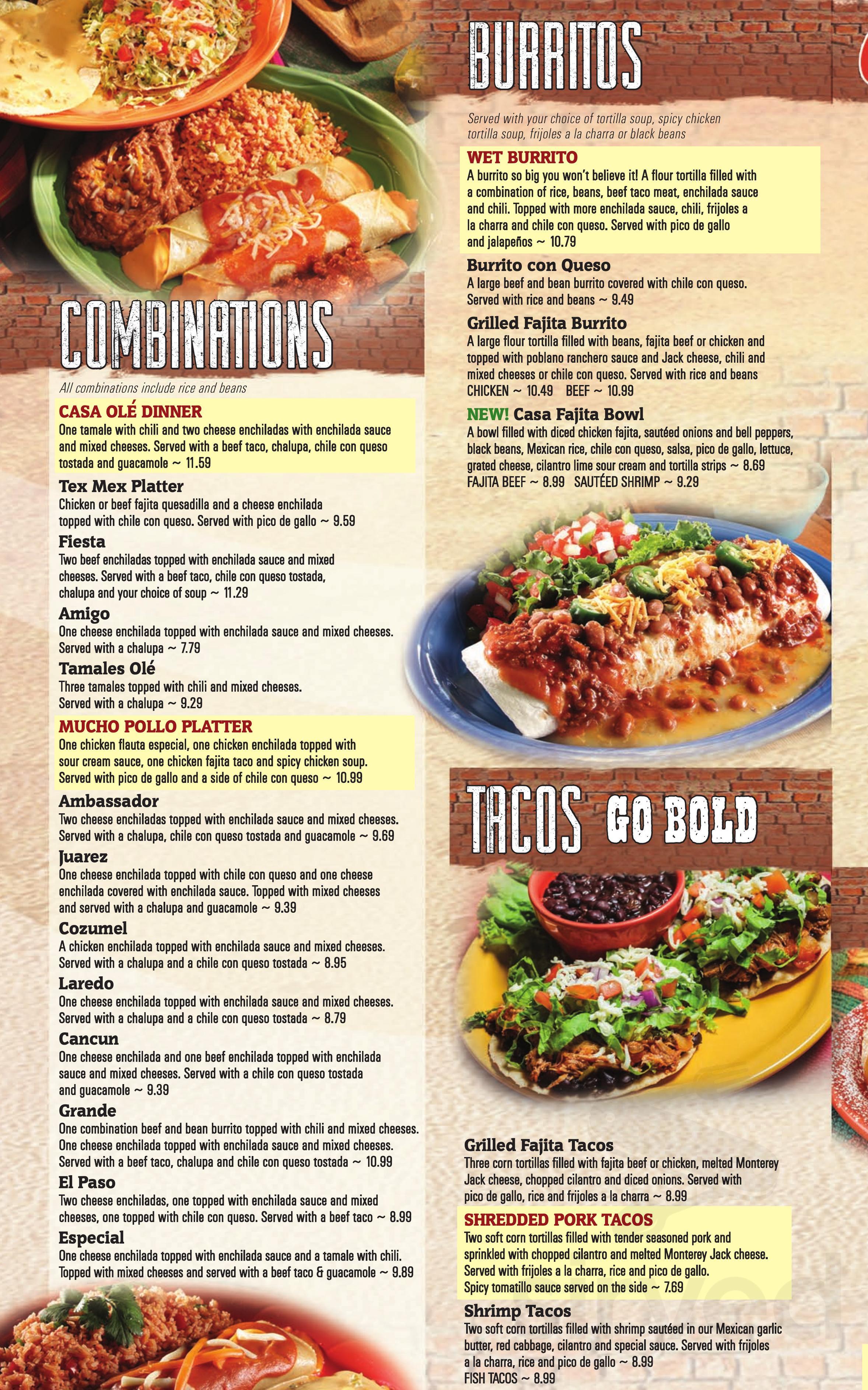 Casa Ole Menu In Alvin Texas USA Casa Ole Menu In Alvin Texas USA