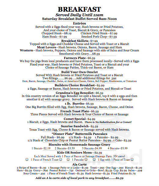 Alice Irene's Restaurant menus in Marionville, Missouri, United States