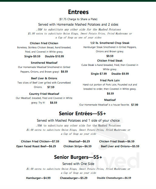 Menu for Alice Irene's Restaurant in Marionville, MO | Sirved