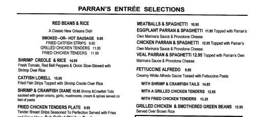 Menu for Parran's Po-Boys of Kenner in Kenner, LA | Sirved