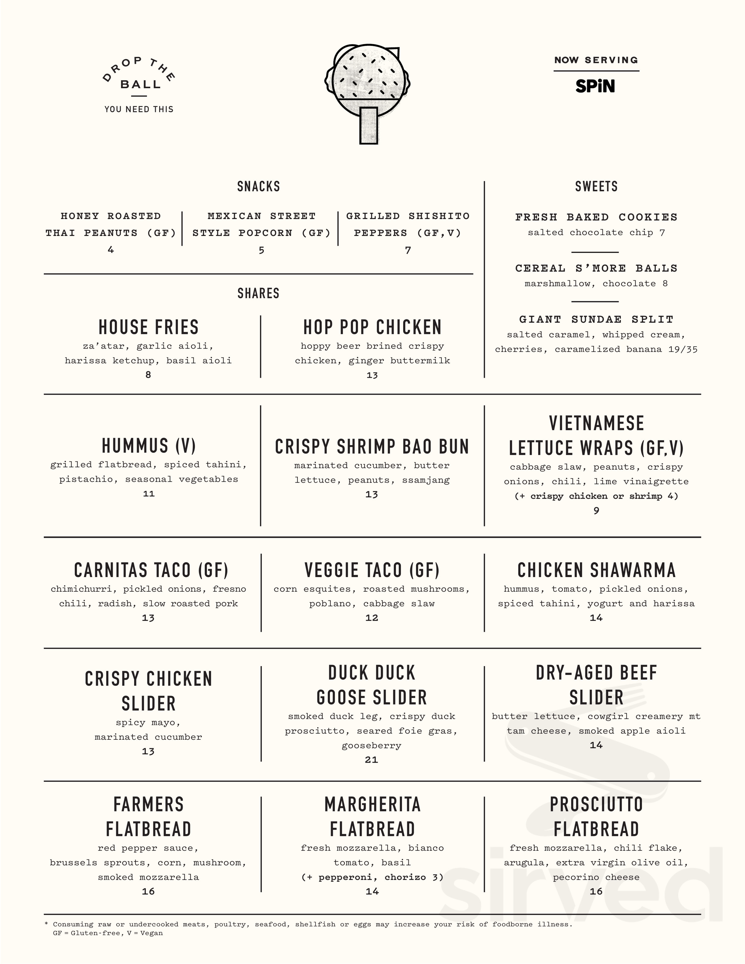 Menu for SPIN San Francisco in San Francisco, California, United States