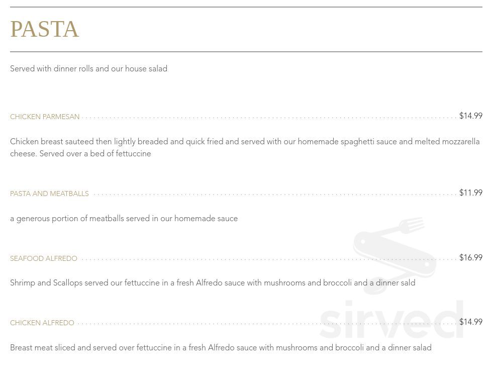 Stockton Hotel menu in Stockton, New York, USA
