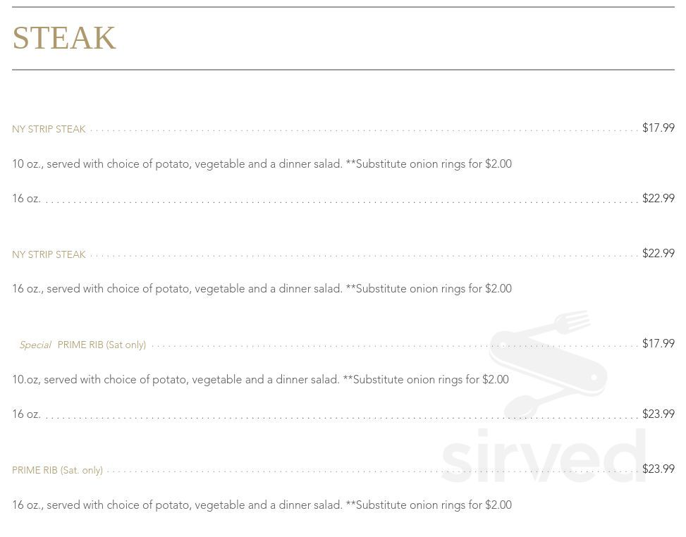 Stockton Hotel menu in Stockton, New York, USA