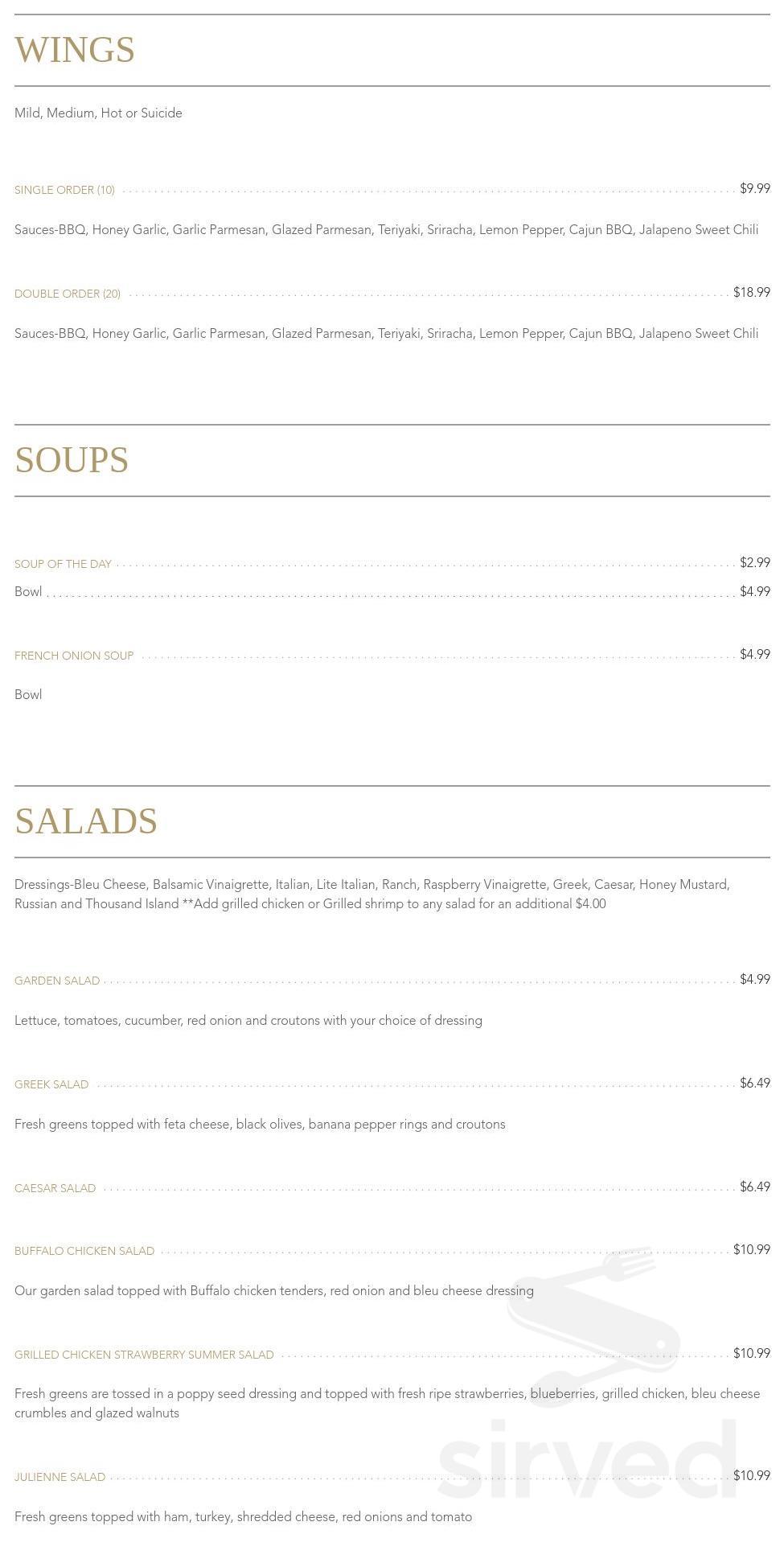 Stockton Hotel menu in Stockton, New York, USA