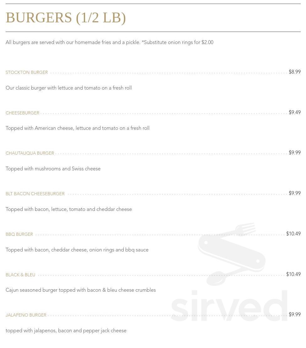 Stockton Hotel menu in Stockton, New York, USA