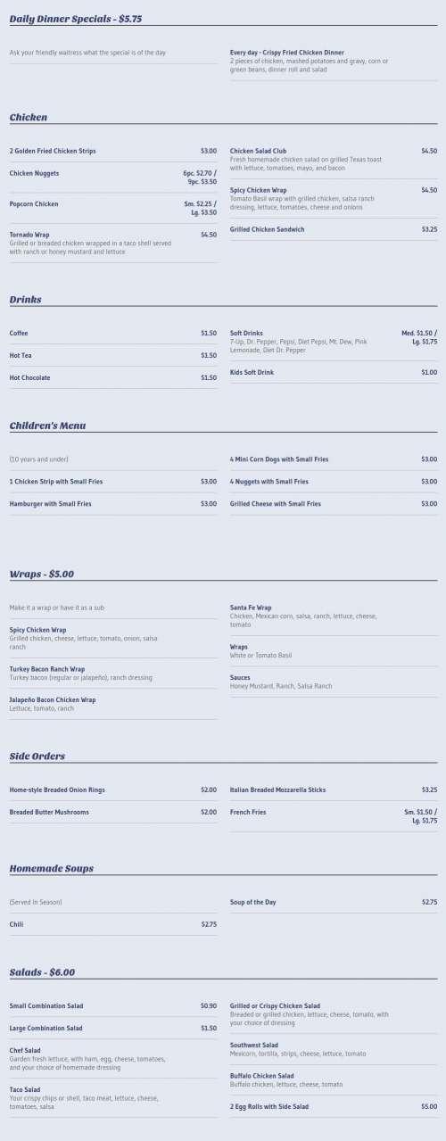 Kountry Kitchen menu in Teutopolis, Illinois, USA