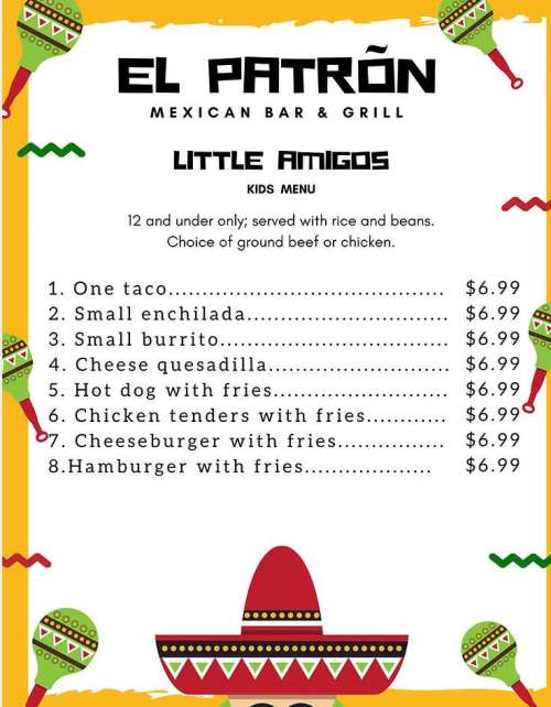 El Patrón Mexican Bar & Grill menu in Fond du Lac, Wisconsin, USA
