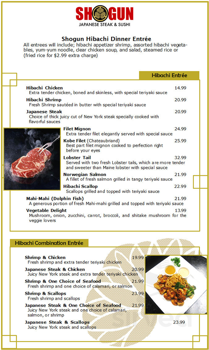 Shogun Japanese Steak & Sushi menu in Murray, Kentucky, USA