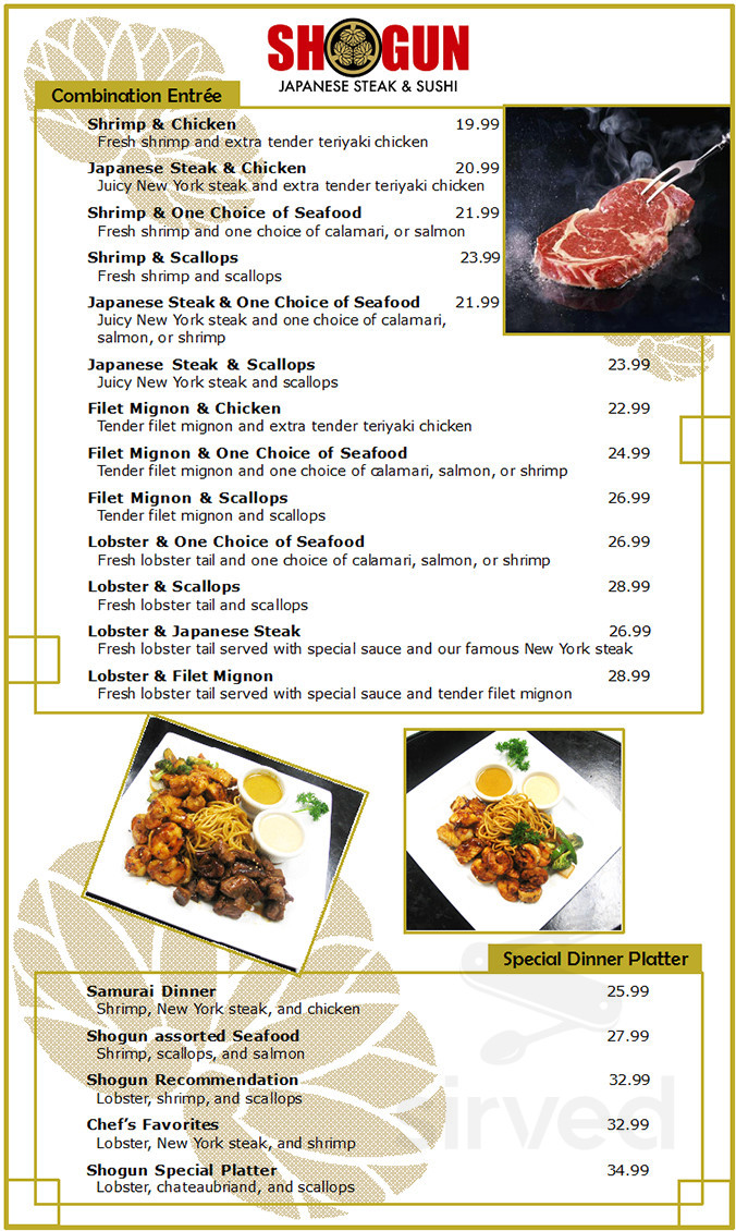Shogun Japanese Steak & Sushi menu in Murray, Kentucky, USA
