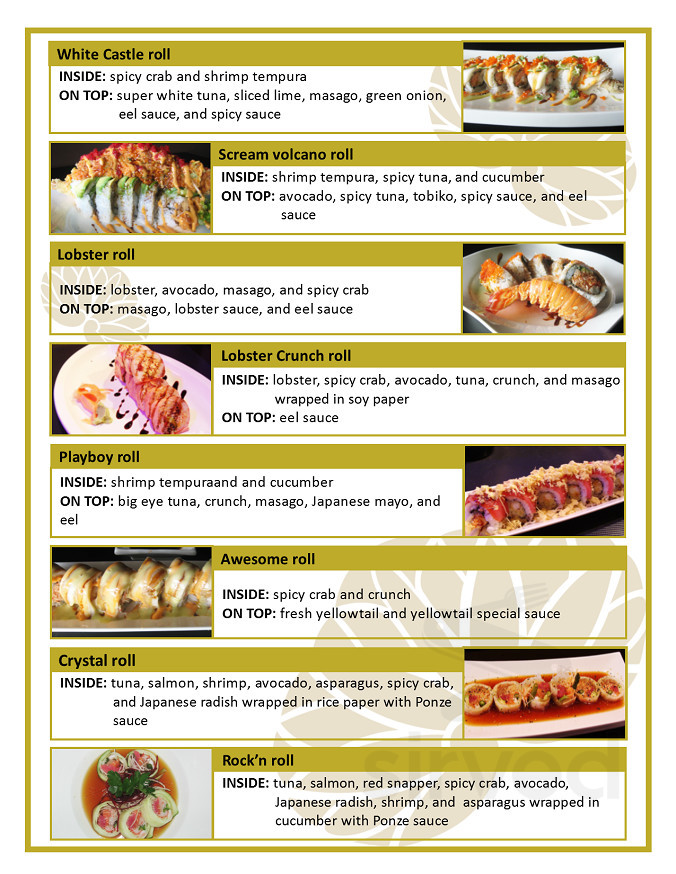 Shogun Japanese Steak & Sushi menu in Murray, Kentucky, USA