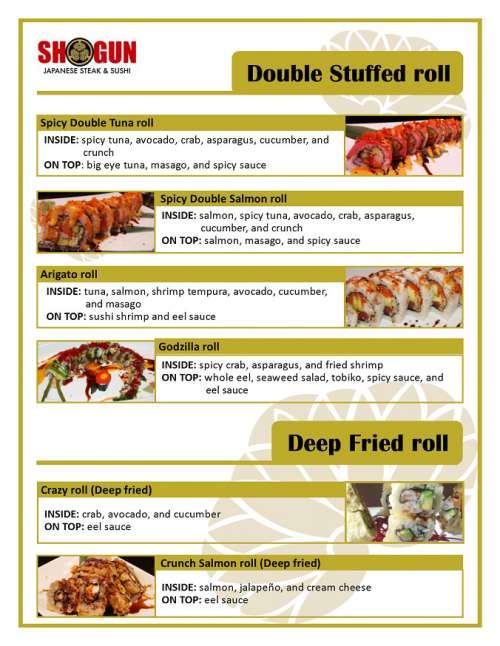 Shogun Japanese Steak & Sushi menu in Murray, Kentucky, USA