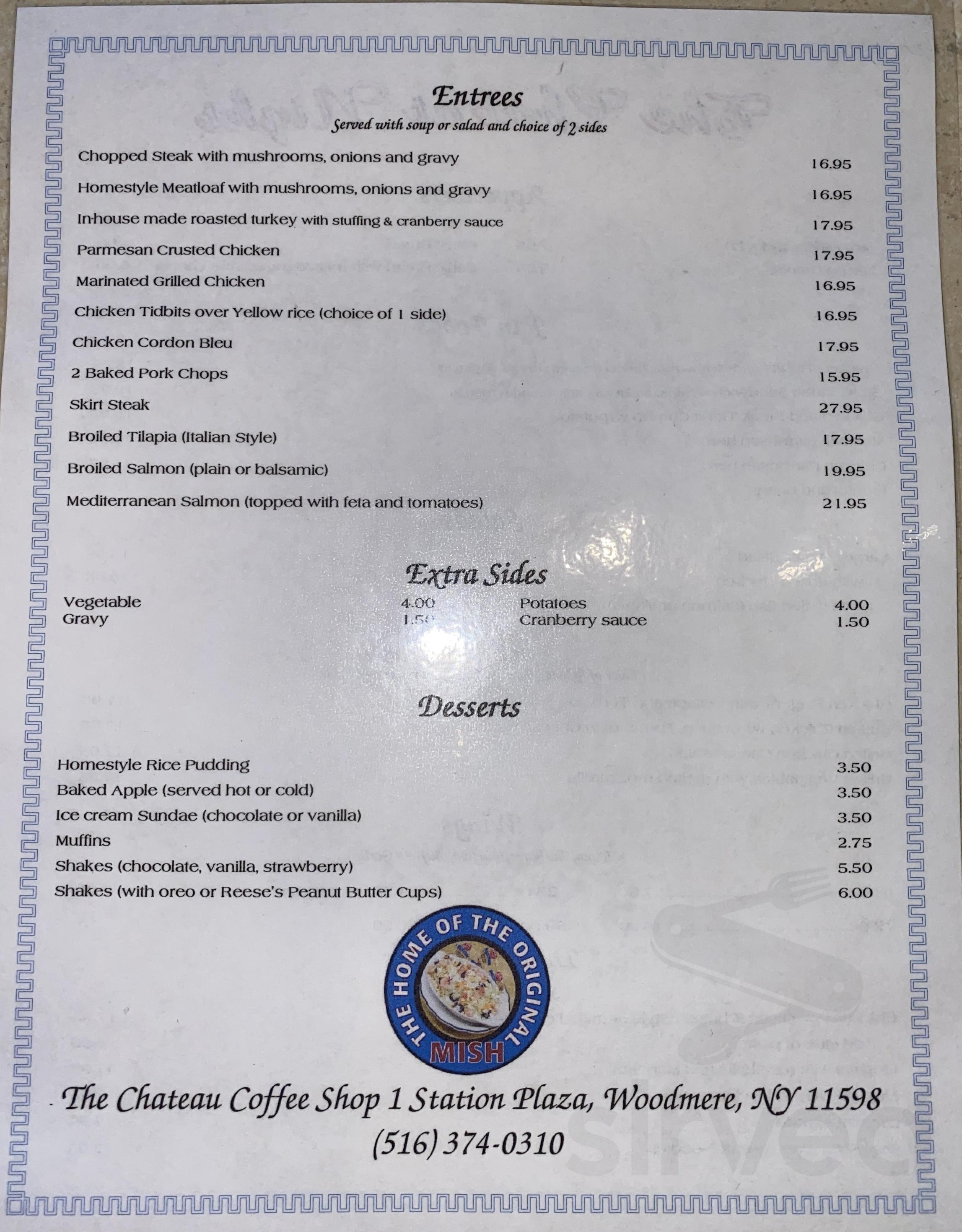 Chateau Coffee Shop Menu In Woodmere New York USA Chateau Coffee Shop Menu In Woodmere New York USA