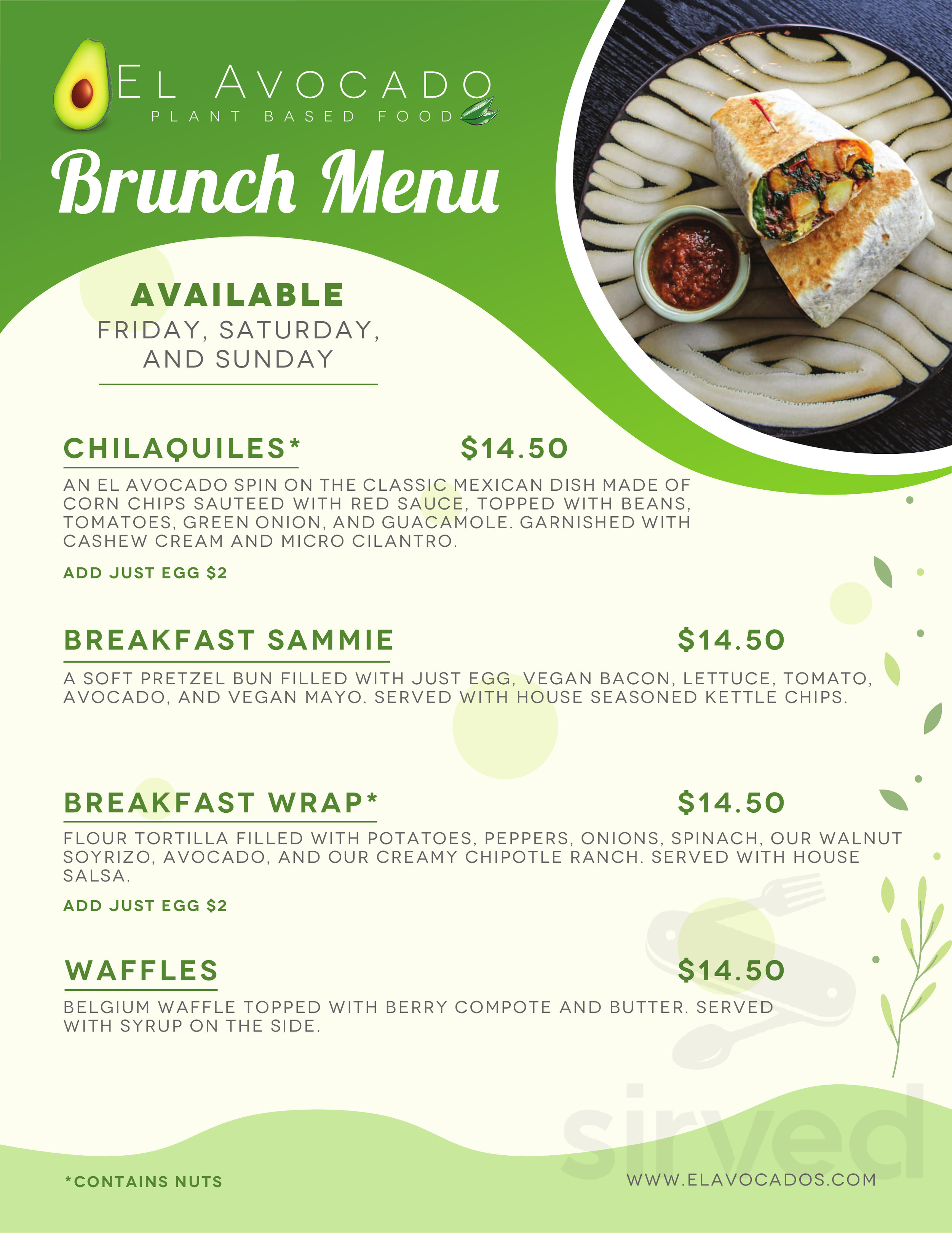 El Avocado - Plant Based Food menu in La Jolla, California, USA