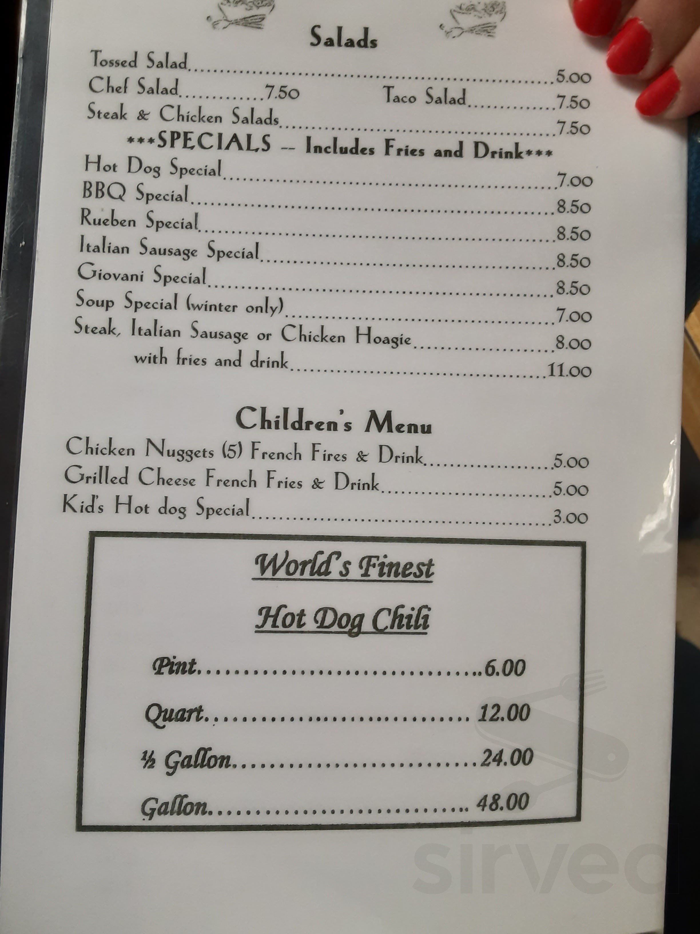 Ritzy Lunch menu in Clarksburg, West Virginia, USA