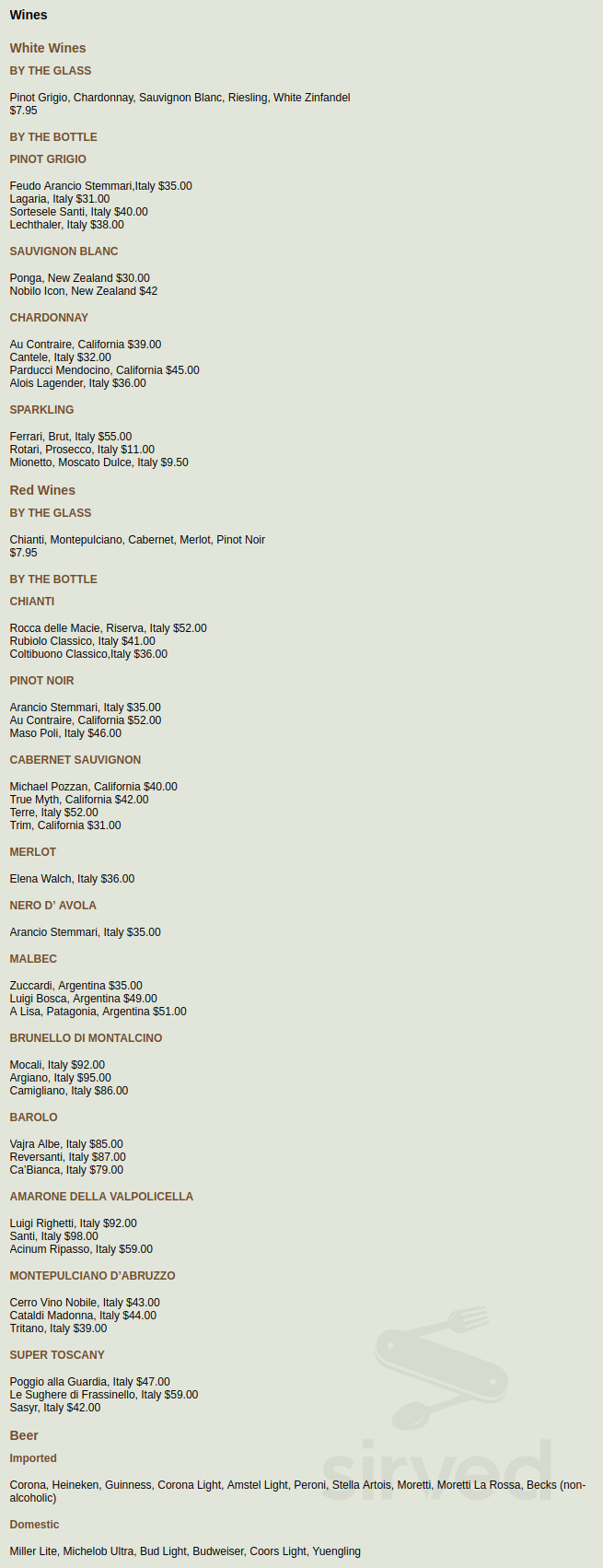 Menu for Davide Italian Cafe in Marco Island, FL | Sirved