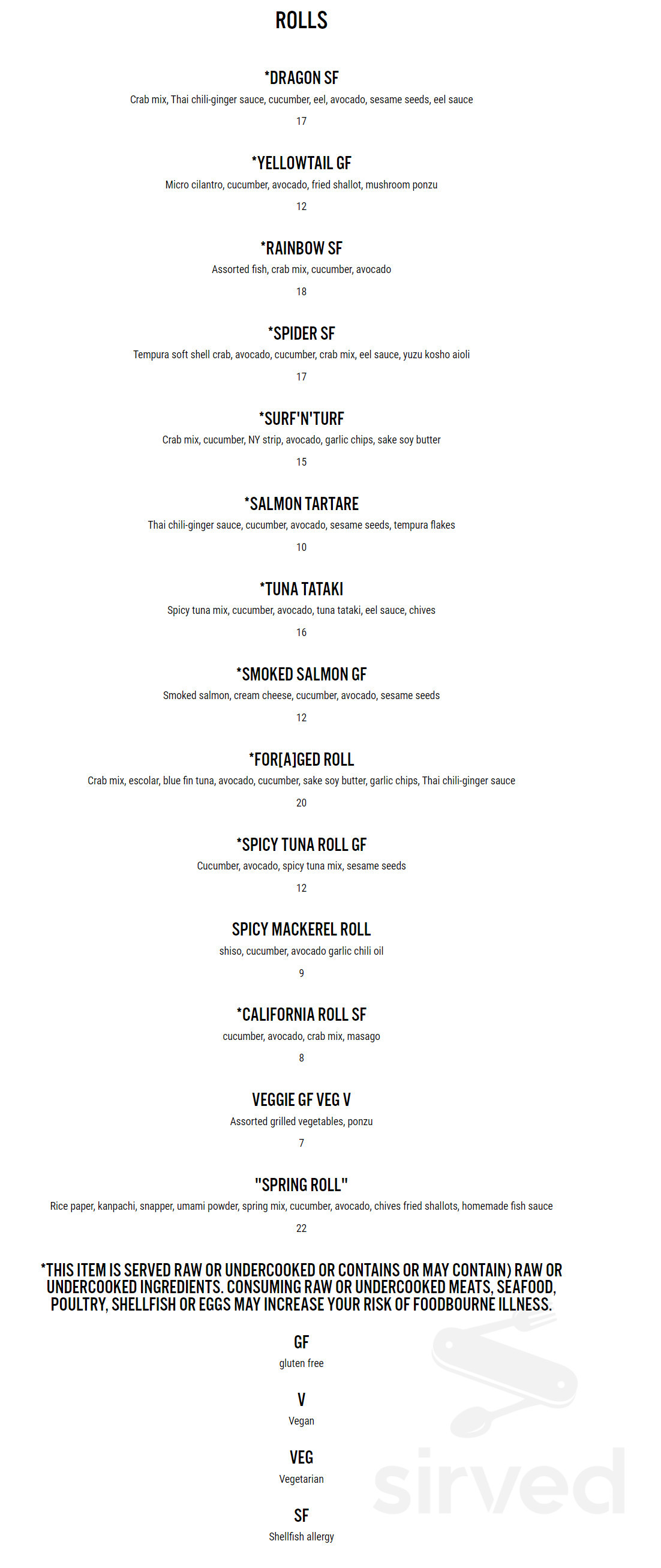 Menu - Denver CO's Foraged Restaurant | Sirved