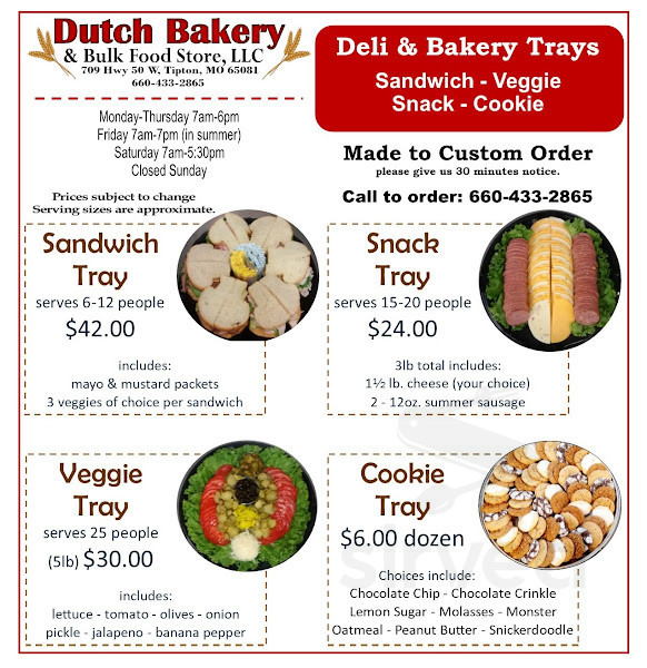 Dutch Bakery and Bulk Food Store, LLC. menu in Tipton, Missouri, USA