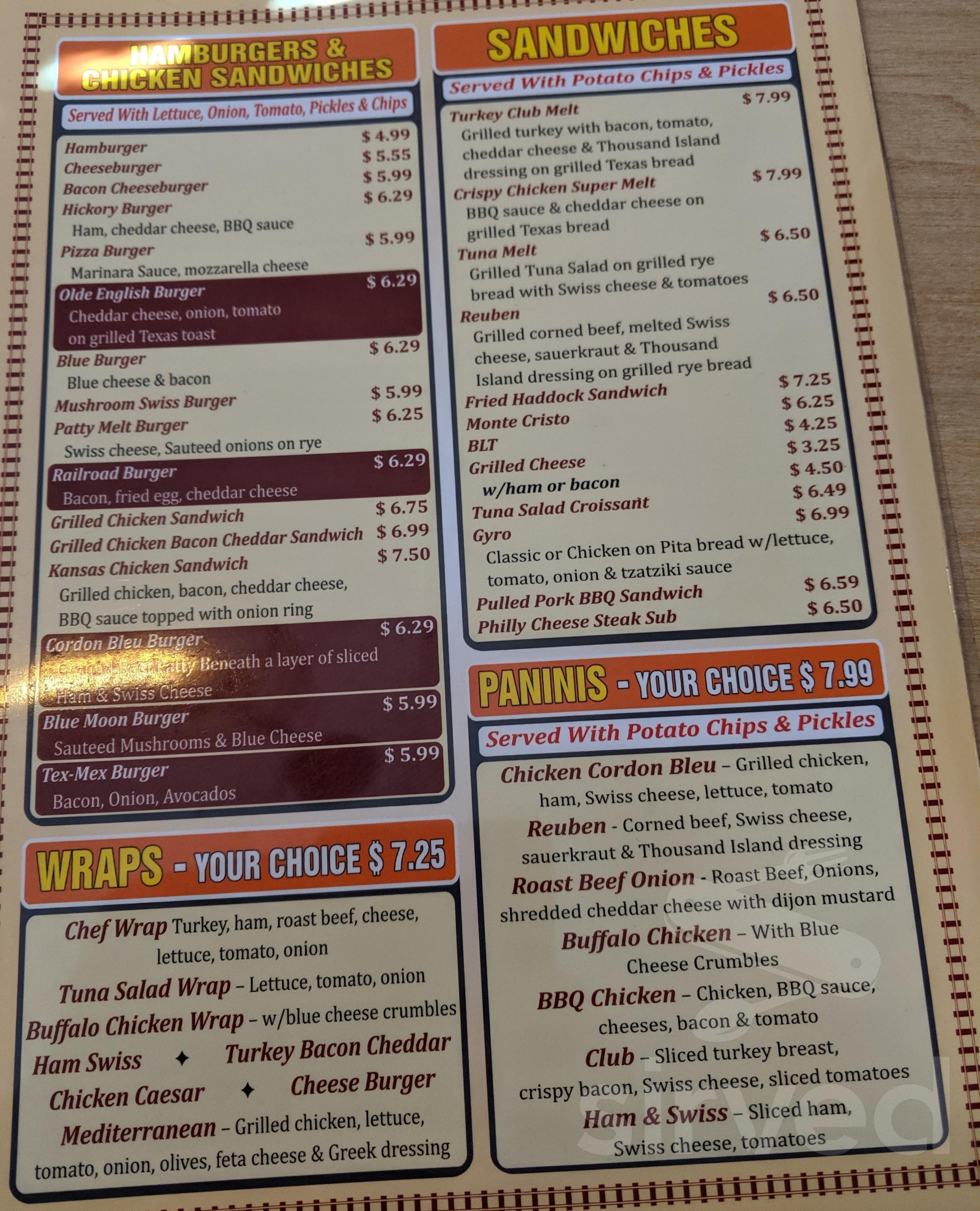 Squeaky Rail Diner menus in Enola, Pennsylvania, United States