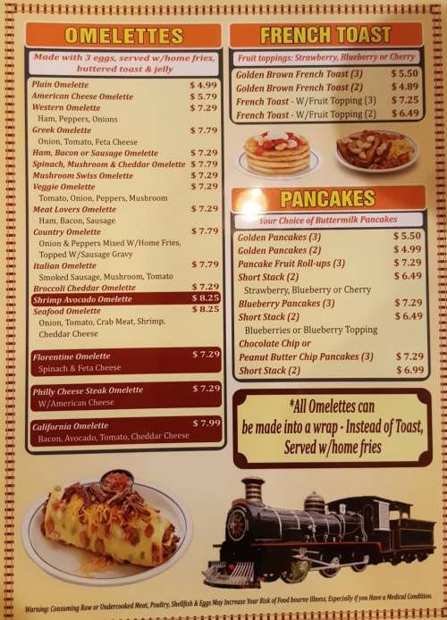 Squeaky Rail Diner menu in Enola, Pennsylvania, USA