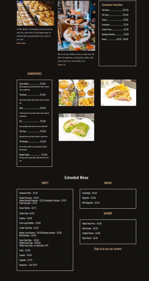 Chez Michel French Market menu in Avon, Ohio, USA