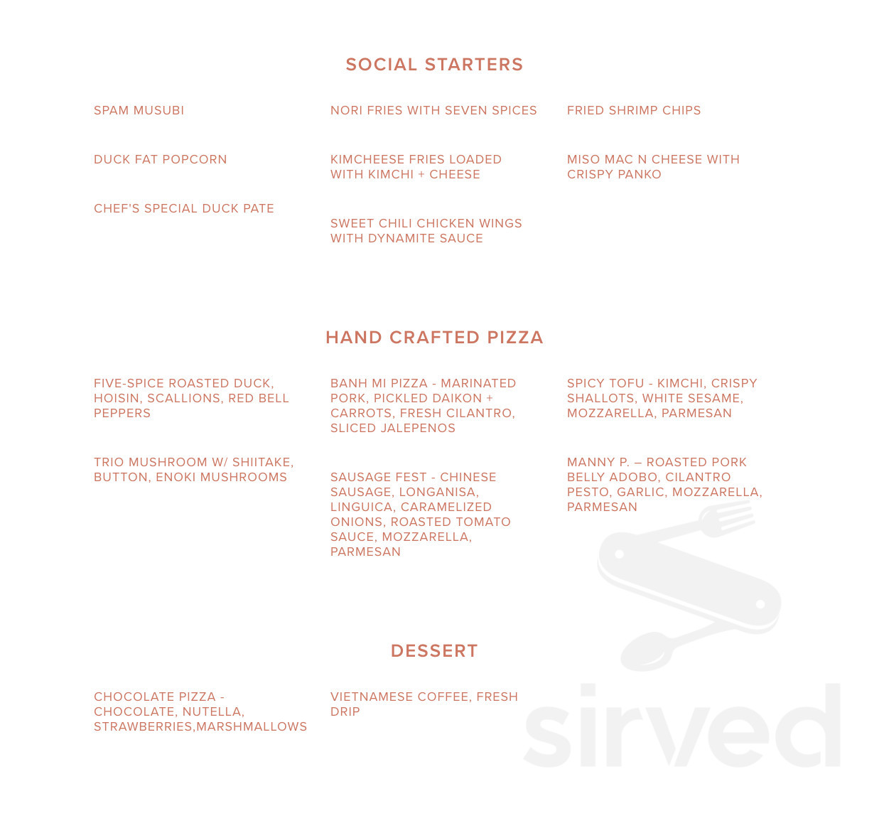 Nomikai menu in San Jose, California, USA