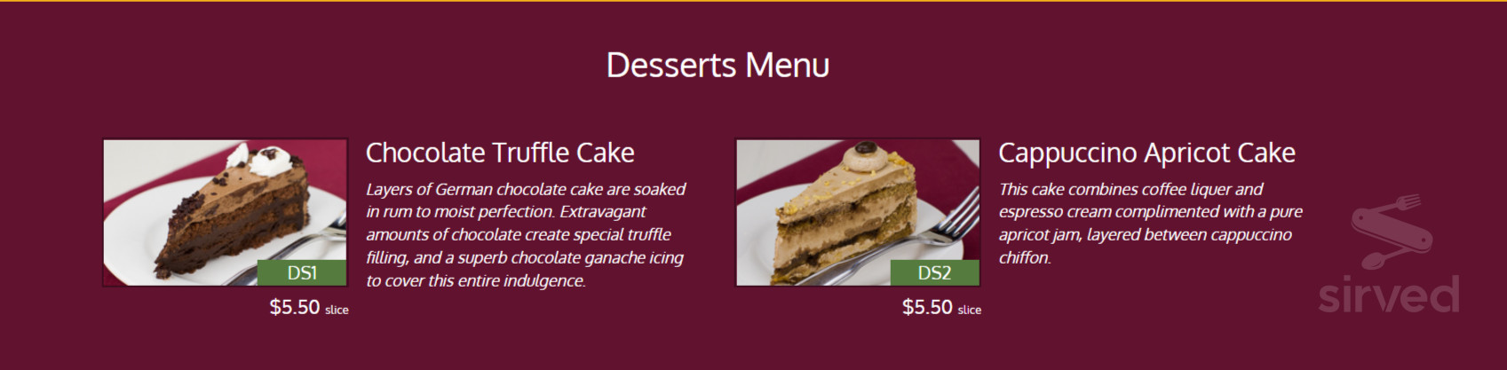 David Chu's China Bistro menu in Baltimore, Maryland, USA