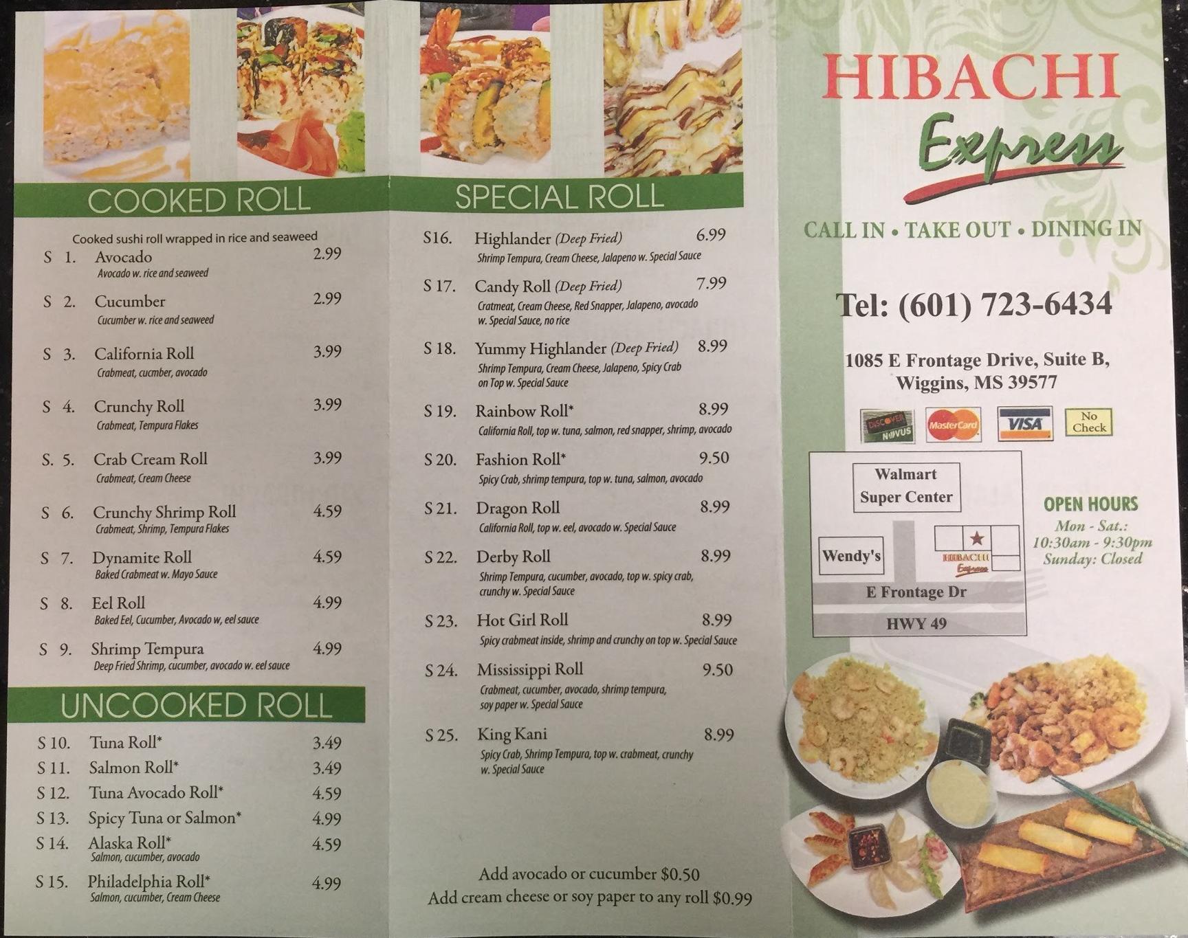 Hibachi Express menus in Wiggins, Mississippi, United States