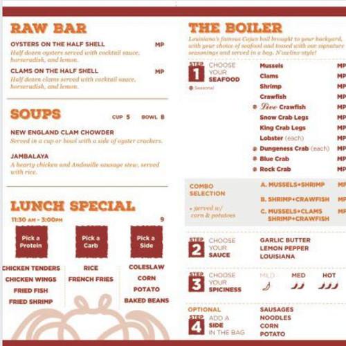 Cap't Loui menu in Duluth, Georgia, USA