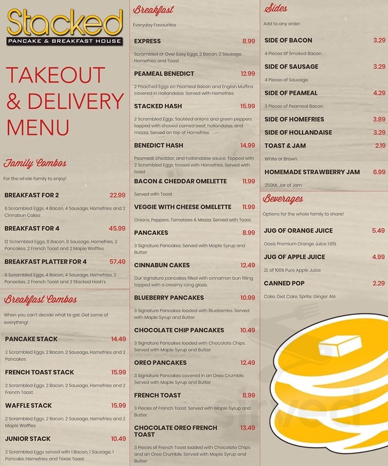 Menu for Stacked Pancake & Breakfast House Waterdown in Hamilton, ON ...