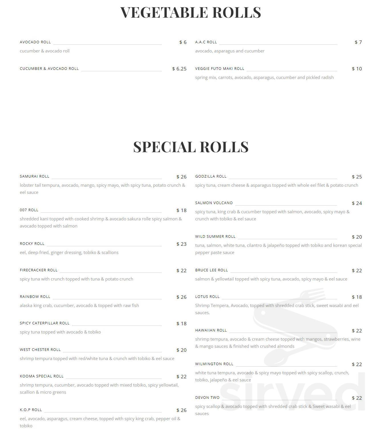 Kooma - King of Prussia menus in King of Prussia, Pennsylvania, United ...