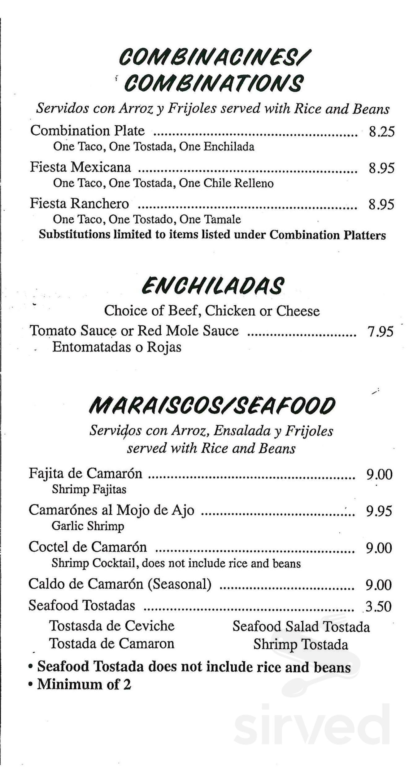 El Sol menu in Rochelle, Illinois, USA