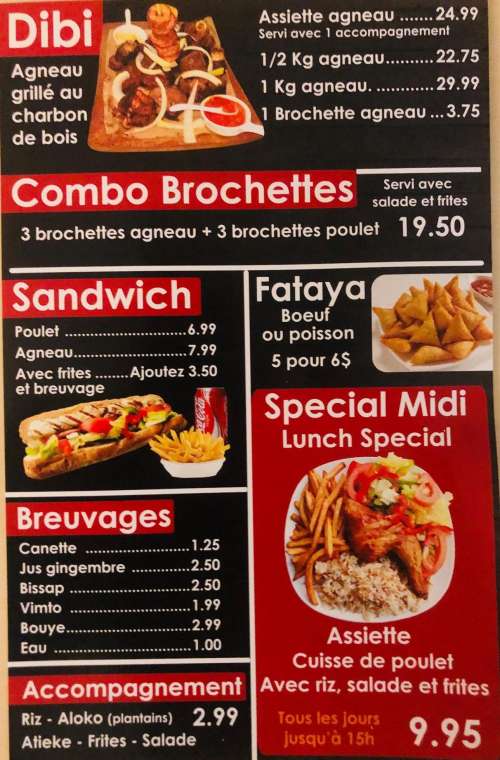 Le Petit Senegal Inc menu in Montreal, Quebec H3W 3E7, Canada