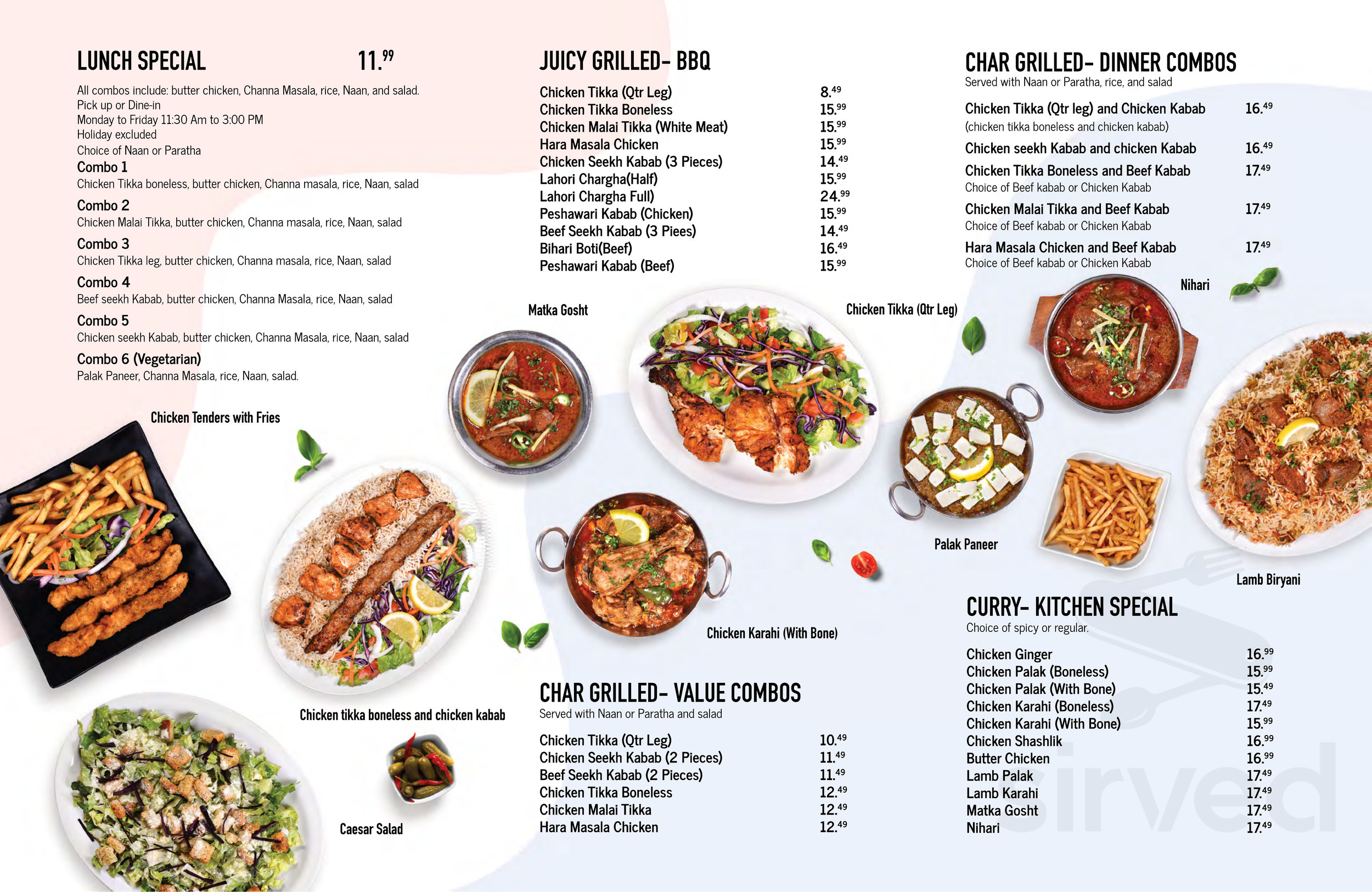 Cafe de Khan menus in Mississauga, Ontario, Canada