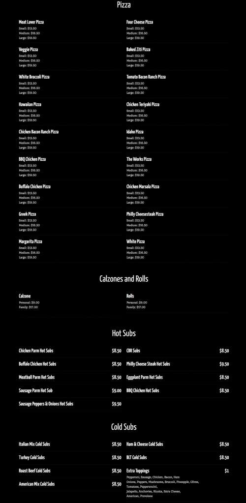 Friendly Pizza & Deli menu in Selkirk, New York, USA
